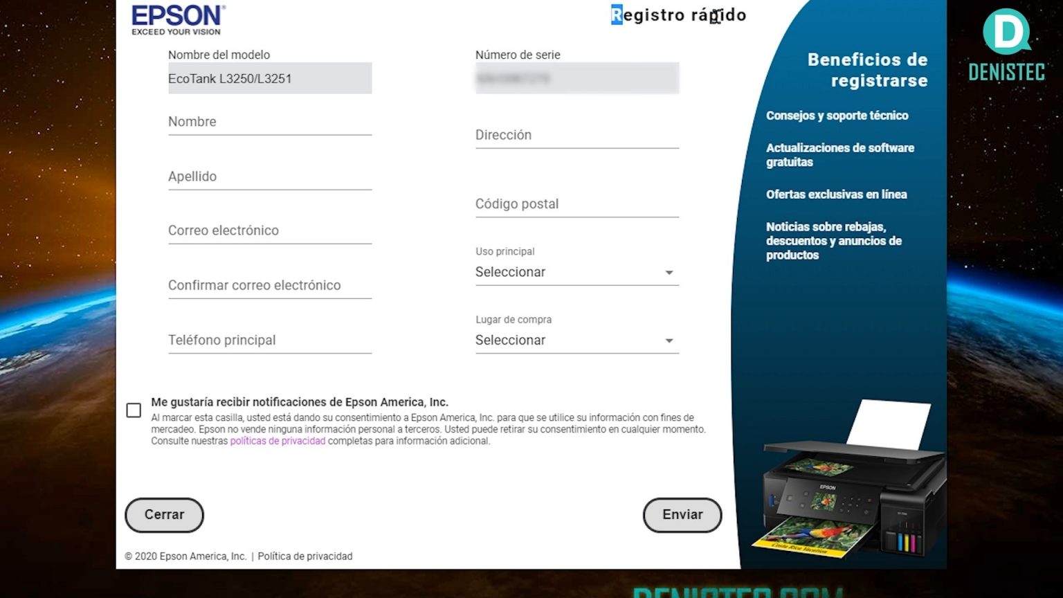 Configurar la impresora Epson L3250 sin tener el disco de instalación | DenisTec